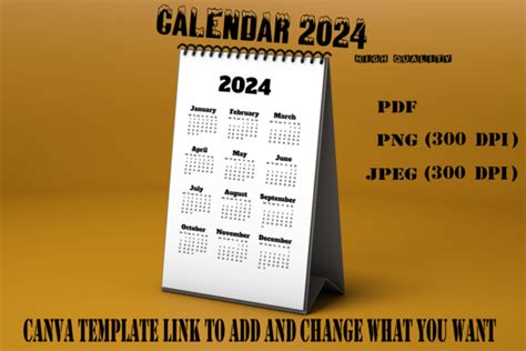 Simple 2024 Calendar Graphic By M S For Digital Products · Creative Fabrica