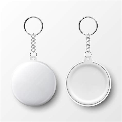 Premium Vector Vector 3d Realistic Blank White Round Keychain With Ring And Chain For Key