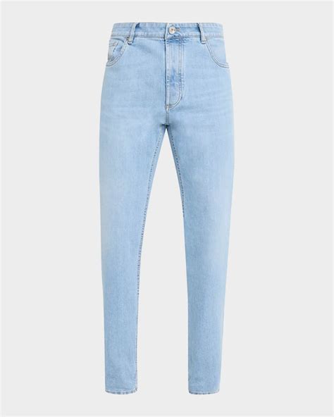 Brunello Cucinelli Mens Light Wash Stretch 5 Pocket Jeans Neiman Marcus