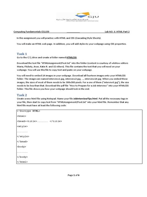 Cs115 Lab 6 Pdf Html Html Element