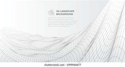 Abstract D Wireframe Landscape Grid Text On Black Background Vector Illustration Images