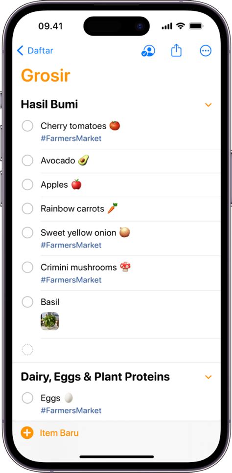 Membuat daftar belanjaan di Pengingat di iPhone - Apple Support (ID)