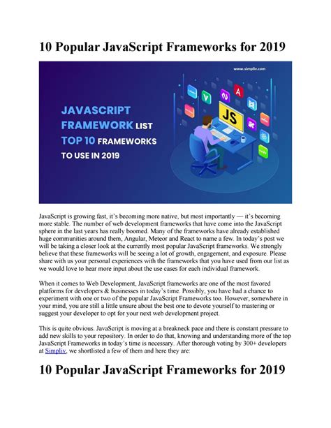 10 Popular JavaScript Frameworks For 2019 By Learning And Teaching Online Courses Issuu
