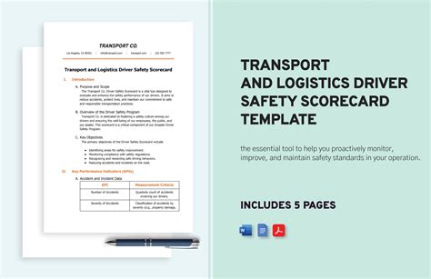Transport And Logistics Driver Safety Scorecard Template In Word Pdf