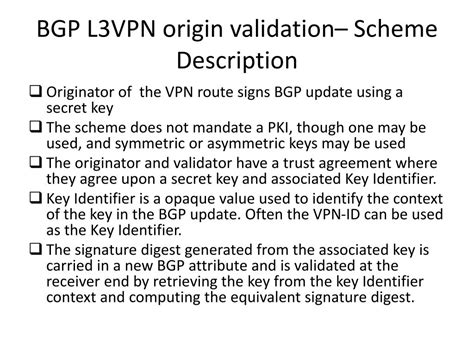 PPT BGP L3VPN Origin Validation Draft Ymbk L3vpn Origination 02 PowerPoint Presentation