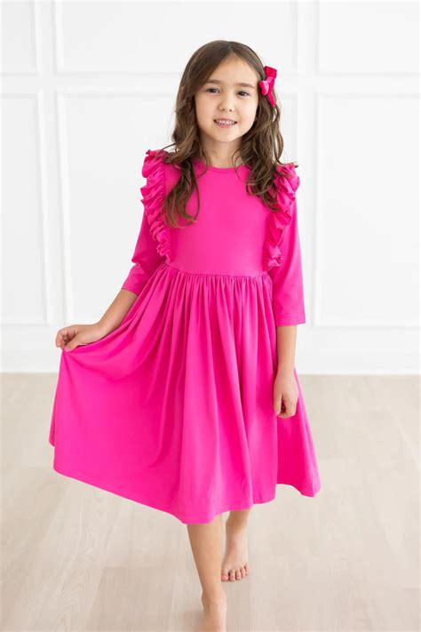 Girls Hot Pink Ruffle Twirl Dress Yellowbrickroad