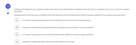 Solved 13 1 B Poaching Is The Illegal Hunting Or Capturing