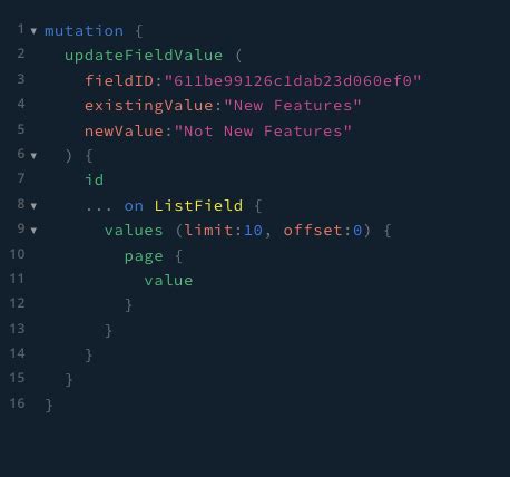 API Mutation For Updating A Single Field Value Roadmunk