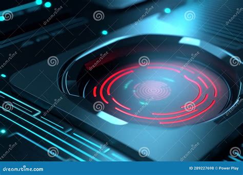 Futuristic Fingerprint Ui Design Scanning User Data Glowing Blue Hud Display Touch Screen