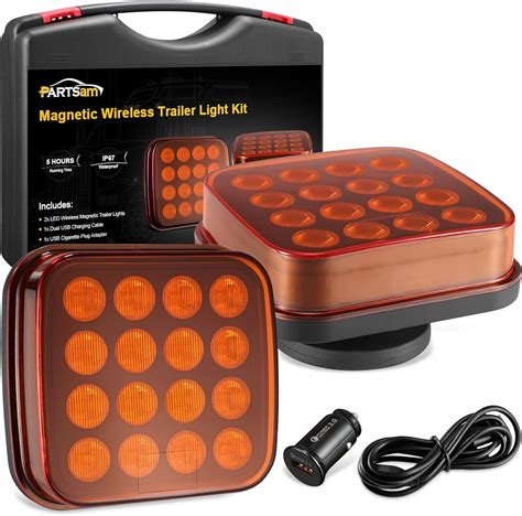 Amazon.com: Partsam LED Wireless Strobe Hazard Lights Kit for Trucks - Rechargeable Magnetic ...