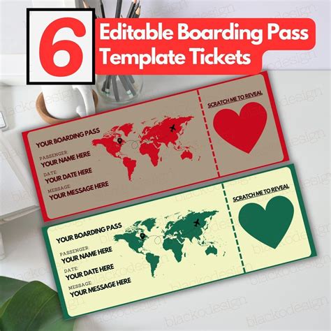 Editable Boarding Pass Template Personalised Scratch Surprise Boarding Pass Fake Boarding