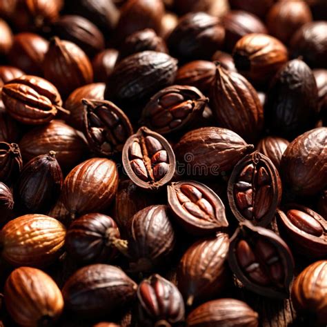 Cocoa Natural Raw Roasted Cacao Seeds For Preparation Of Chocolate Stock Illustration