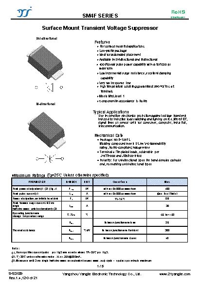 SM F A Datasheet SOD FL Transient Voltage Suppressors Reverse Stand Off