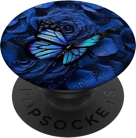 Aesthetic Flower Rose Blue Butterfly Popsockets Swappable