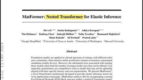 Matformer Nested Transformer For Elastic Inference Youtube