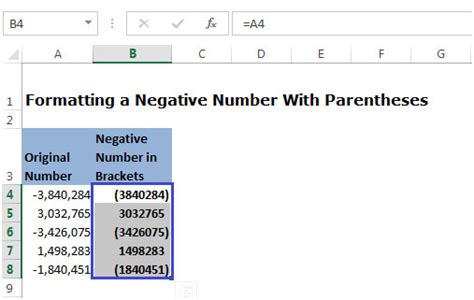 Formatting A Negative Number With Parentheses In Microsoft Excel Microsoft Excel Tips From