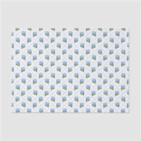 Blue Hydrangea Grandmillennial Blue And White Tissue Paper Zazzle