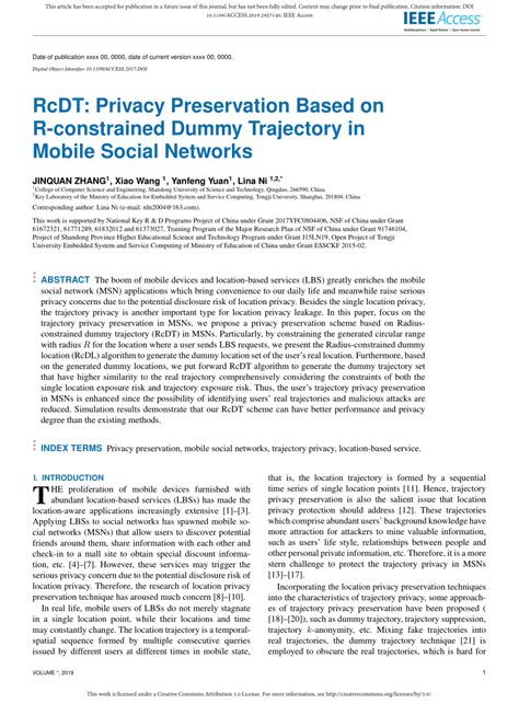 pdf rcdt privacy preservation based on r constrained dummy
