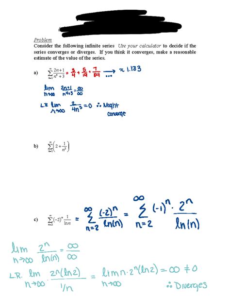 infinite series convergence vs divergence ball high school a p bc