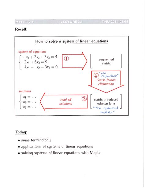 lecture notes lecture recall recall how to solve a sqstem of linear equations sgstem of