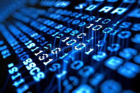 Blue Digital Code On A Dark Background Representing Data Flow And