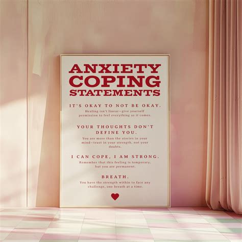 Mental Health Poster Anxiety Coping Statement Therapy Office Decor