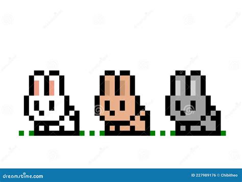 8 Bit Pixel Rabbits for Game Assets. Stock Vector - Illustration of pixelart, game: 227989176