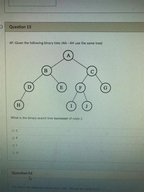 Solved Question 15 4f Given The Following Binary Tree 4a