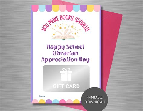 School Librarian Appreciation T Card Holder Printable Etsy