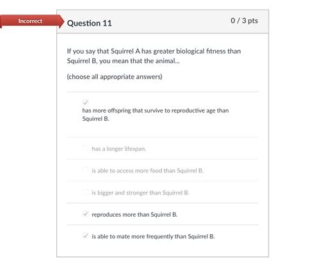 Solved Question 11if You Say That Squirrel A Has Greater
