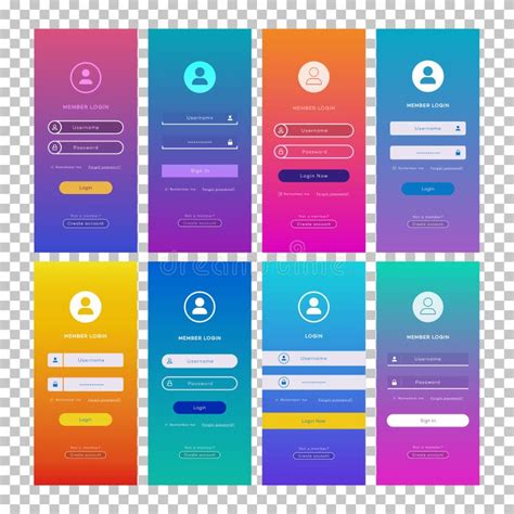 Vector Login Form Page Template Set On Trendy Gradient Background Stock Vector Illustration Of