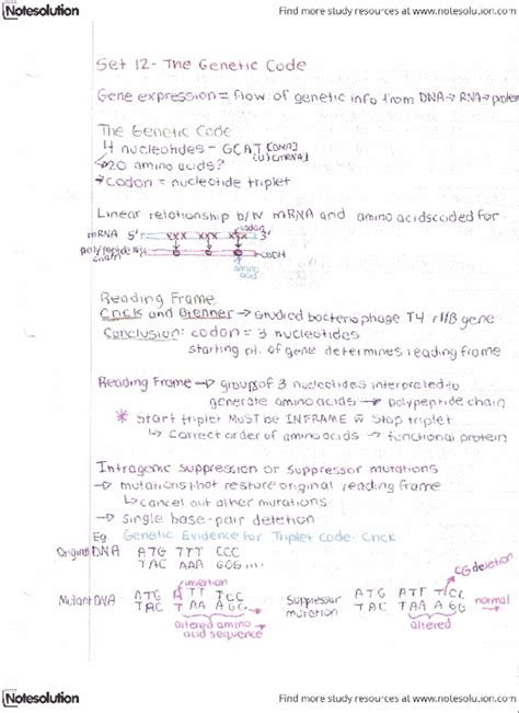 Biol239 Lecture Set 12 The Genetic Codepdf Oneclass