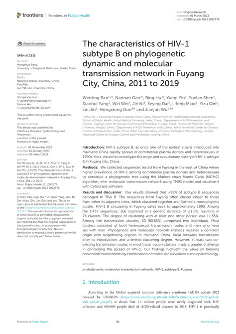 Pdf The Characteristics Of Hiv 1 Subtype B On Phylogenetic Dynamic
