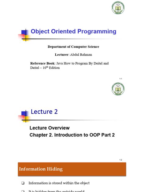 Lecture 2 Oop Introduction Part 2 Pdf Interface Computing Object Computer Science