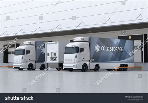 Electric Trucks Reefer Container Single Container Stock Illustration