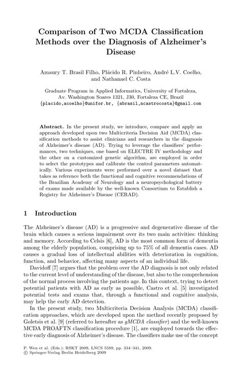 Pdf Comparison Of Two Mcda Classification Methods Over The Diagnosis