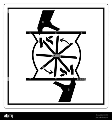 This Graphic Sign Illustrates Safe Hand Placement And Rotational Action