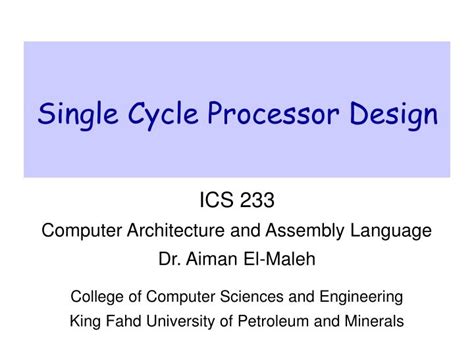PPT Single Cycle Processor Design PowerPoint Presentation Free Download ID