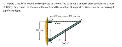 Solved 4 A Pipe Strut BC Is Loaded And Supported As Shown Chegg Com