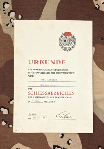 Original East German Kda Shooting Badge Award Document W Name Ddr Original East German Kda Shooting Badge Award Document W Name Ddr
