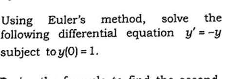 using euler s method solve the following differential equation y { prime