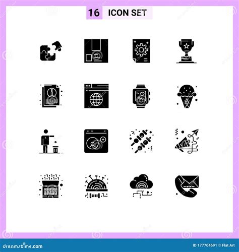 16 Thematic Vector Solid Glyphs And Editable Symbols Of Award Creative Commerce Corporate