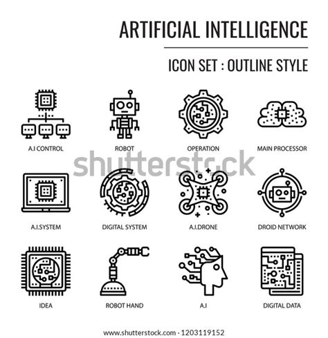 Artificial Intelligence Pixel Perfect Outline Icon Stock Vector