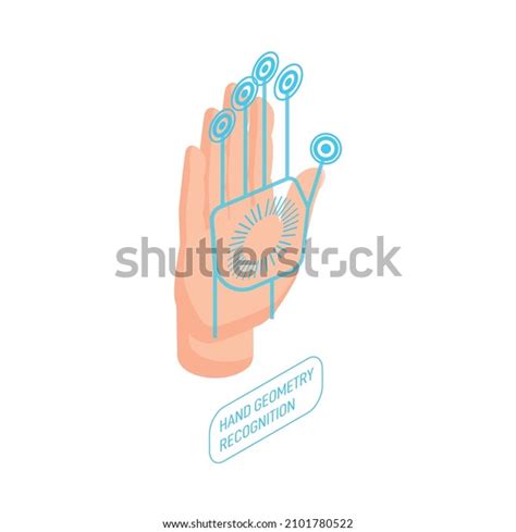 Hand Geometry Recognition Biometric Authentication Isometric Stock Vector Royalty Free