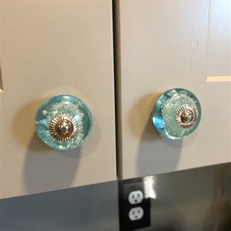 Blue Glass Handmade Knobs Aqua Knobs C Chic Vintage Wardrobe Drawer