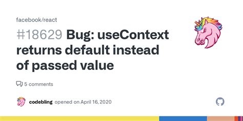 Bug UseContext Returns Default Instead Of Passed Value Issue Facebook React GitHub