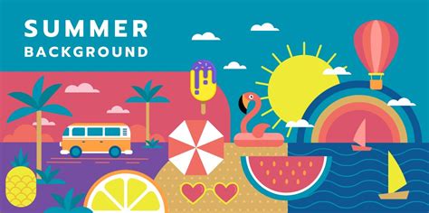 Colorful Geometric Summer Background Poster Vector Image