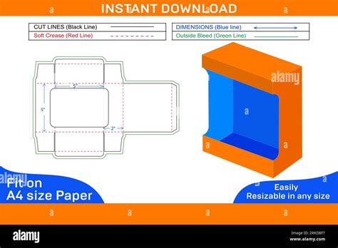 custom product display box packaging die line template and 3d box