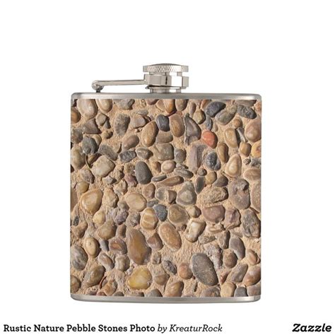 Rustic Nature Pebble Stones Photo Flask Zazzle Pebble Stone