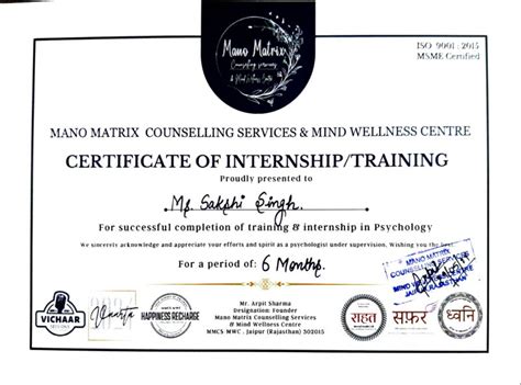 Sakshi Singh On Linkedin I Have Successfully Completed My 6 Months Internship Training Under Mano…